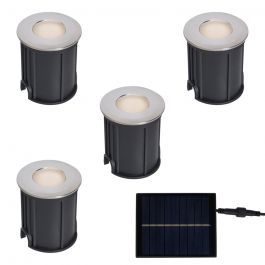 Otis LED Outdoor Solar Recessed Deck Light Kit in Black | BHS