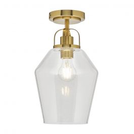Saskia Bubble Glass Flush Ceiling Light, Satin Brass | BHS
