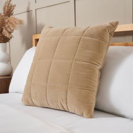 Square Stitch Quilted Cushion, Sand | BHS